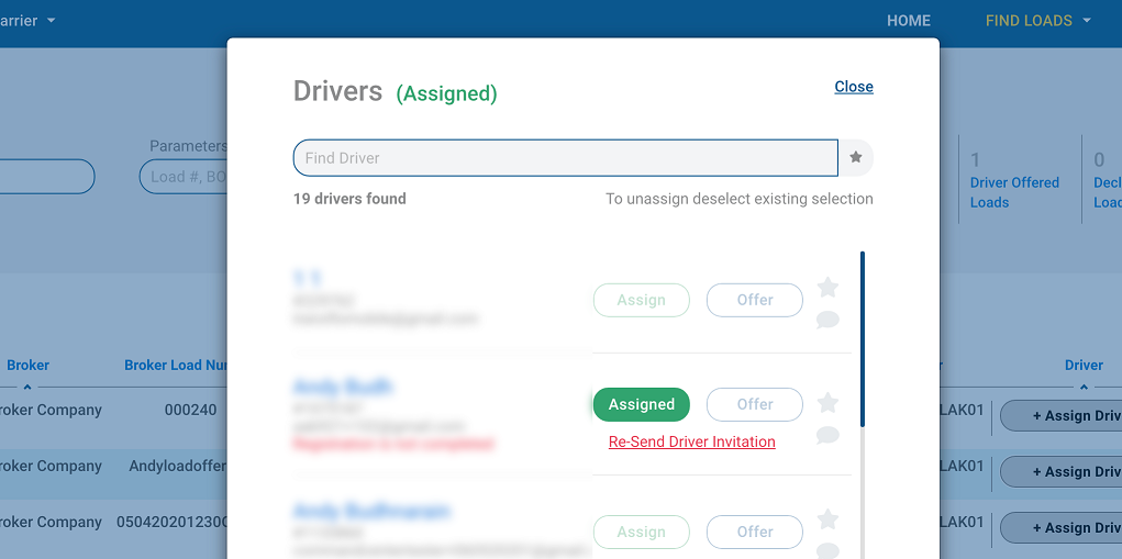 Assign or Offer a Load to a Driver