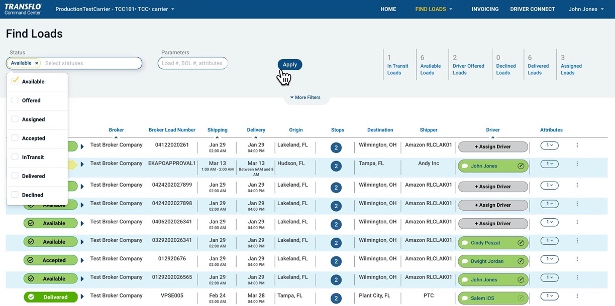 Assign or Offer Loads to Drivers