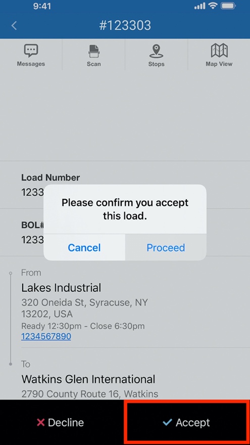 Mobile+ App for Drivers: Accept a Load