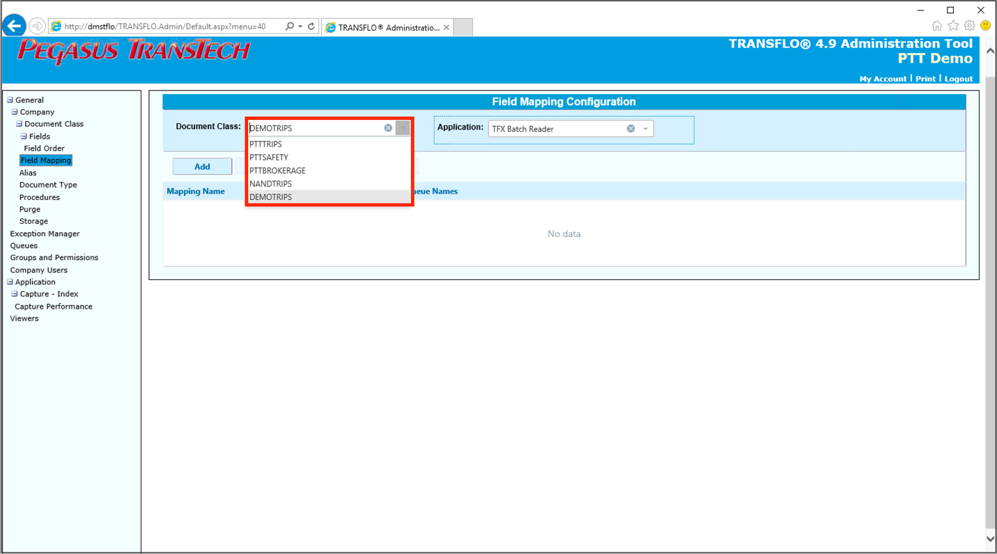 Transflo DMS Field Mapping