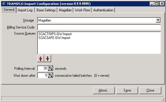 Configure the Transflo Import Server Application