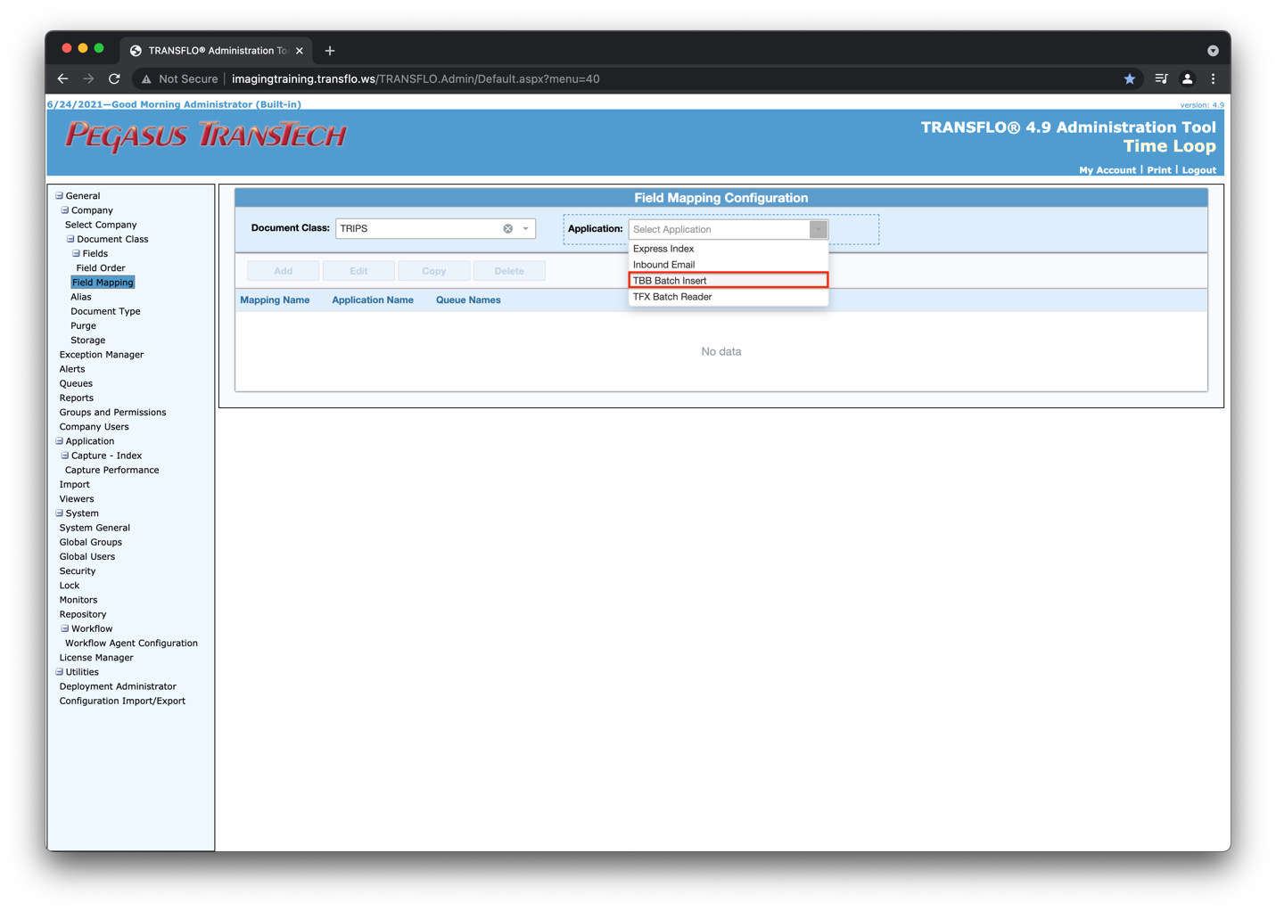 Transflo DMS Batch Bridge Service