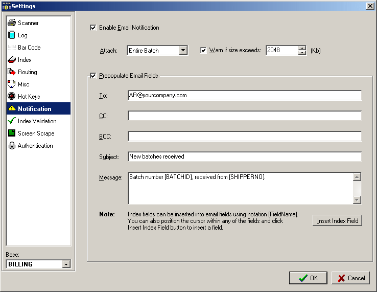 Configure DMS Batch Scan Settings