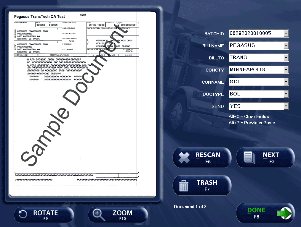 Scan and Index Images in Transflo DMS Field Imaging
