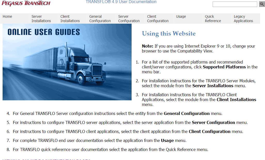 Use the Online Documentation Website