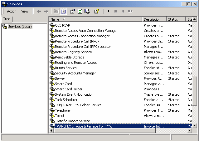 Transflo Invoice Interface Service for TMW