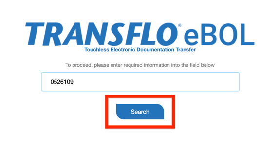 1: Transflo eBOL Search Screen
