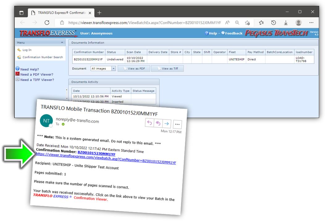 View an eBOL and Start a Delivery