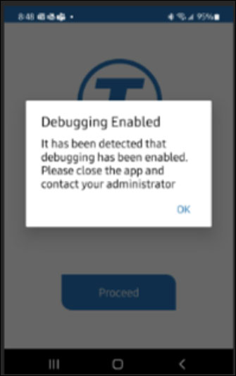 Transflo Mobile+ App Security Alert Messages