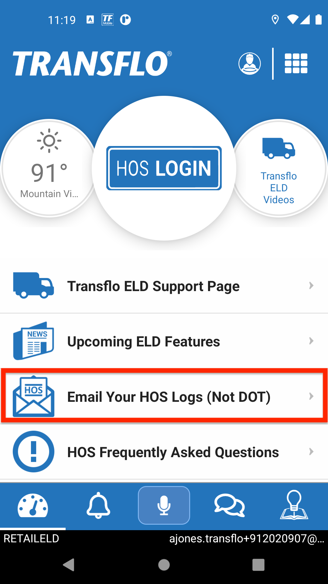 Email Your HOS Logs (Not DOT) [driver]