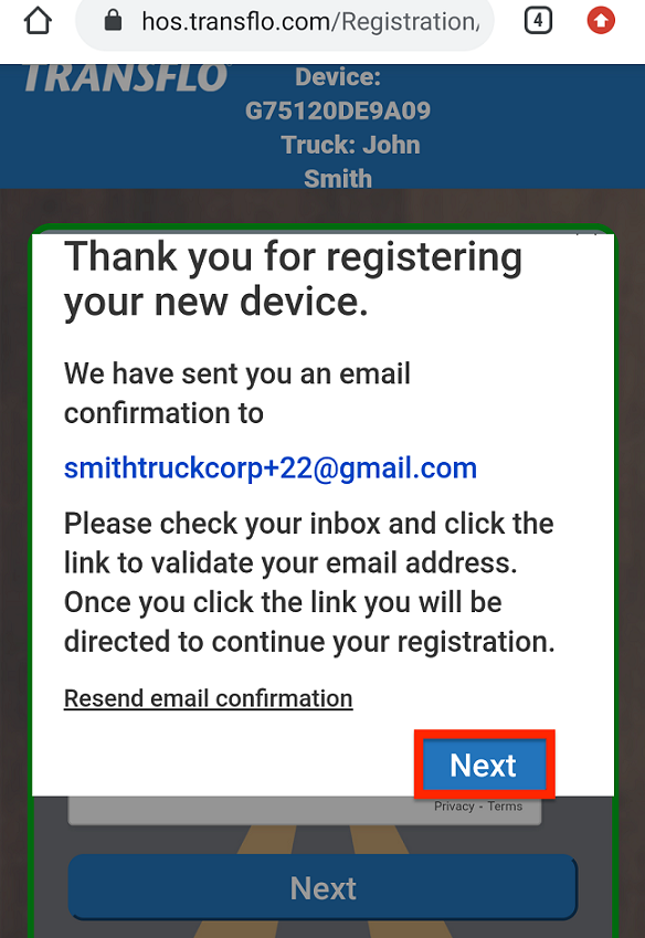 Get an ELD, Start Transflo HOS, Register and Go!