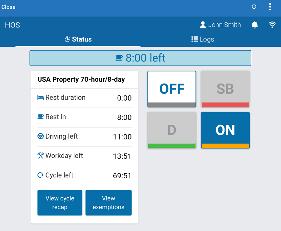 Change My HOS Driving Status