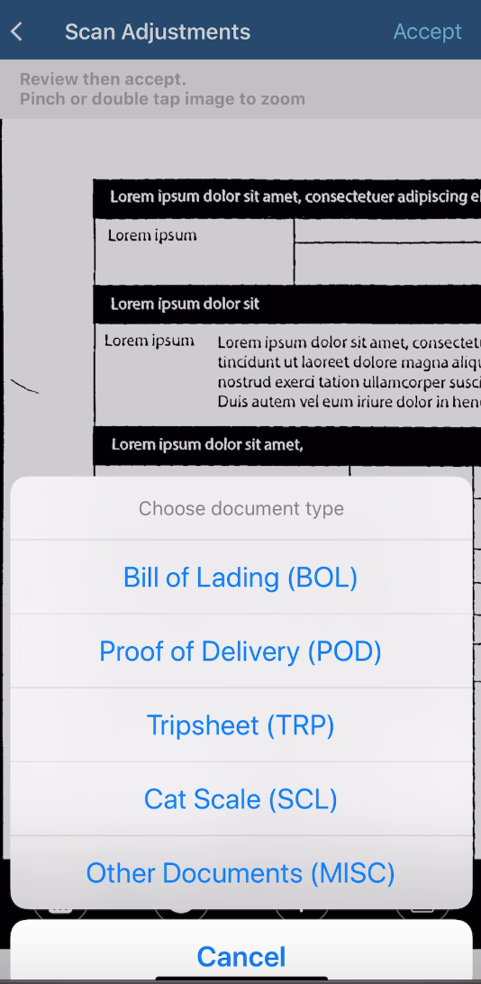 Scan and Send Load Documents