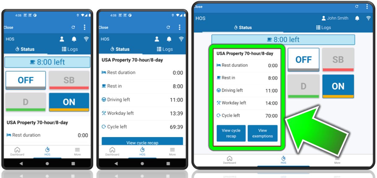 View My HOS ELD Violation Status
