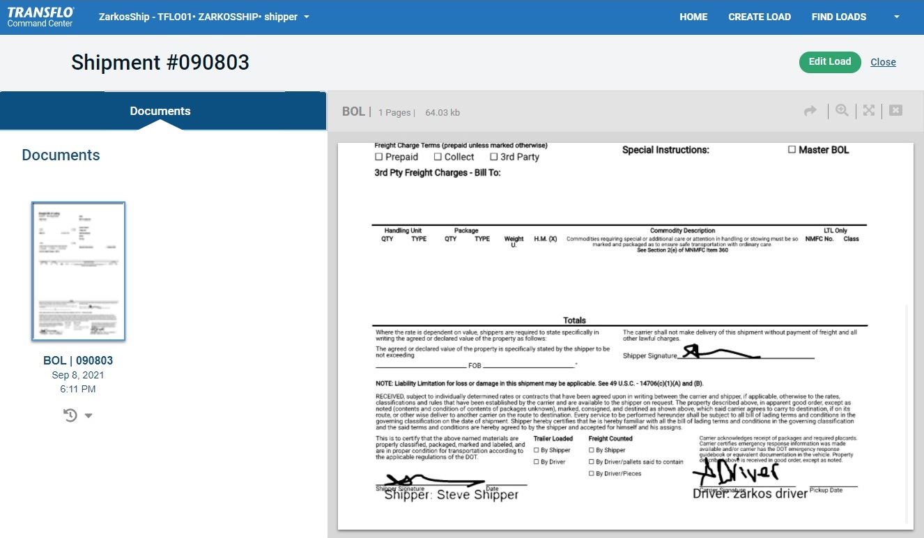 View Signature Status for a Shipment