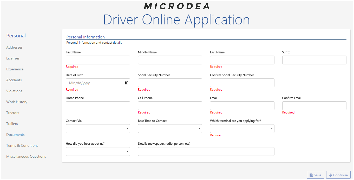 Complete an Online Driver Application Form