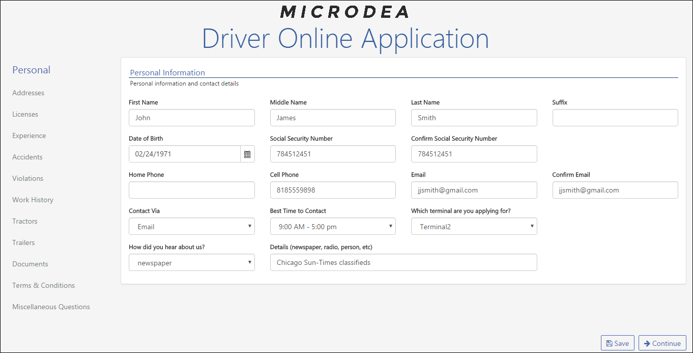 Complete an Online Driver Application Form