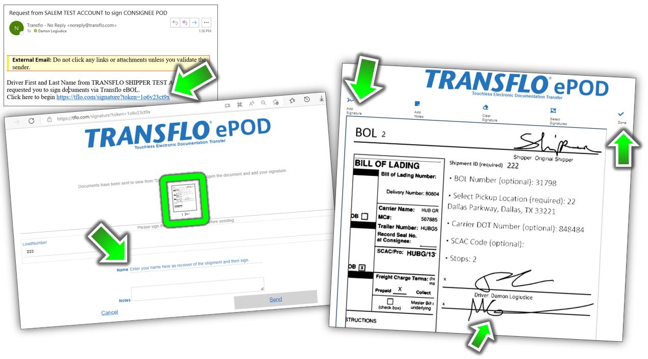 Request an ePOD Delivery Signature