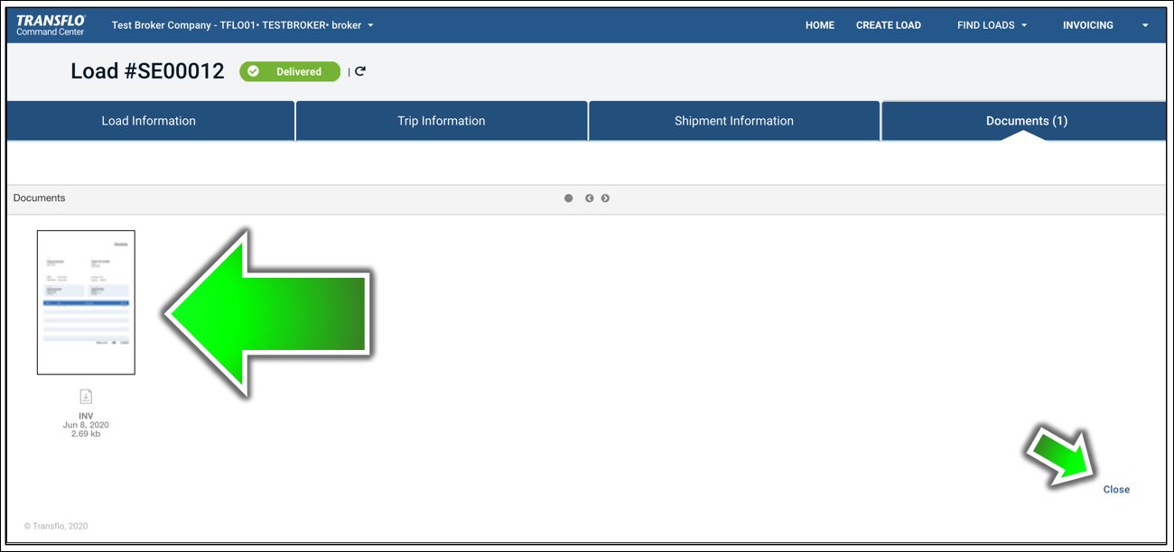 View Load Documents and Invoices